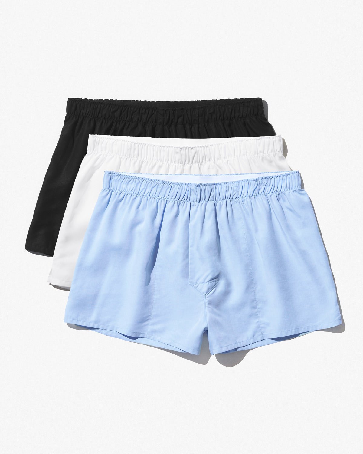 3 X Mens Woven Boxer Shorts Slim In Black White Sky Blue Shop — Cdlp