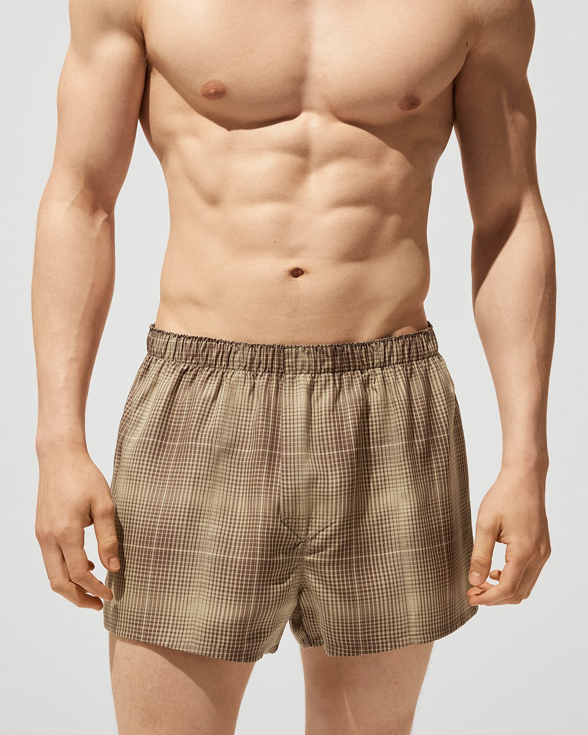 Men's Woven Boxer Shorts Slim in Dune Shadow Check | Shop—CDLP